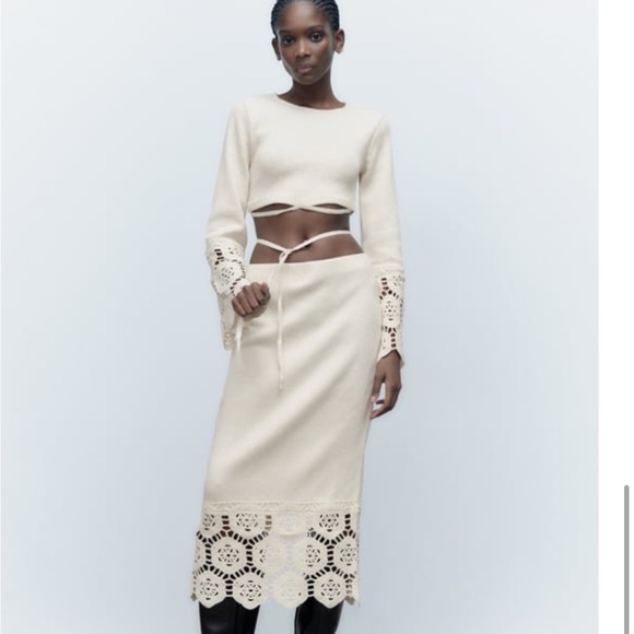 Skirts | Zara Knit Skirt And Top Crochet Set New | Poshmark